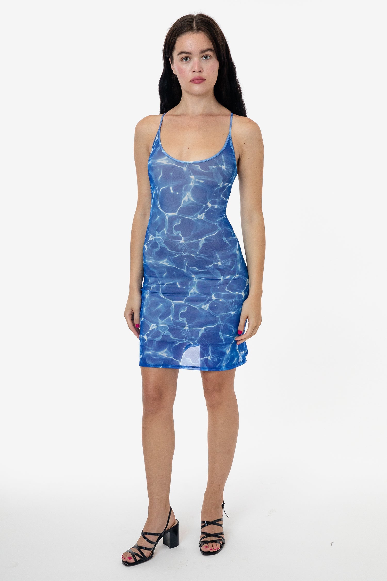 RNS783P - Printed Micro Mesh Spaghetti Dress – Los Angeles Apparel