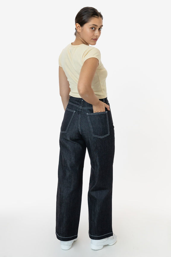 RDNW09 - Raw Dark Indigo High Waisted Wide Leg Denim Jean – Los Angeles ...